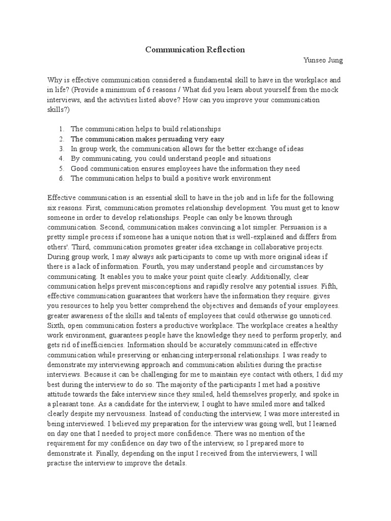 CLC 12 - Communication Reflection | PDF | Communication | Behavioural ...