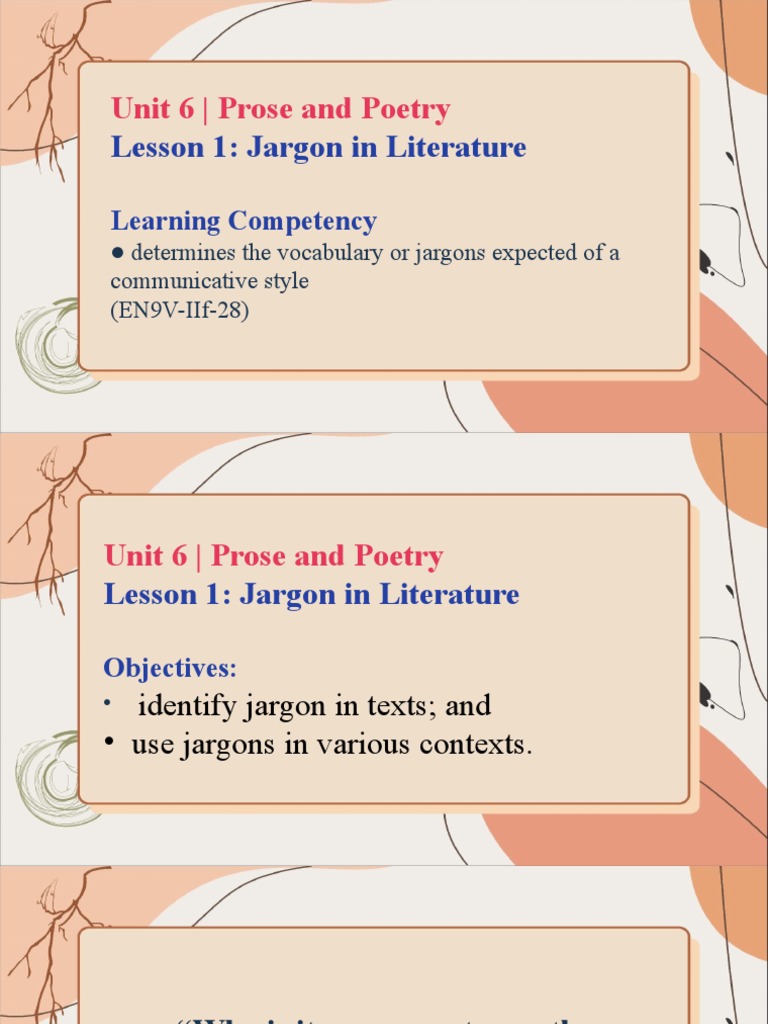 Unit 6 Lesson 1 Jargon in Literature | Download Free PDF | Jargon | The ...