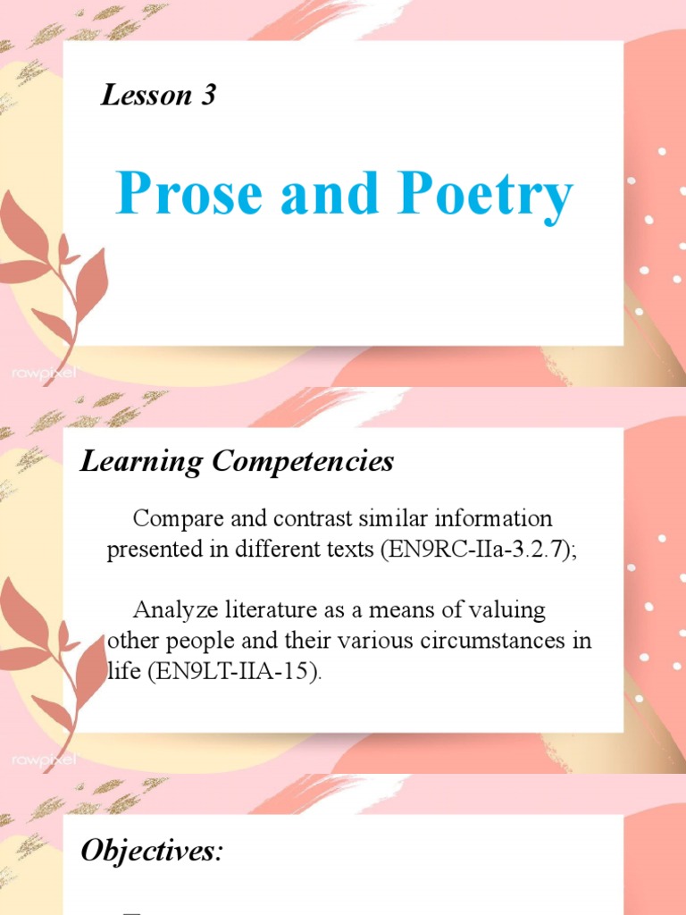 Unit 6 Lesson 3 Prose and Poetry | PDF | Poetry | Narrative