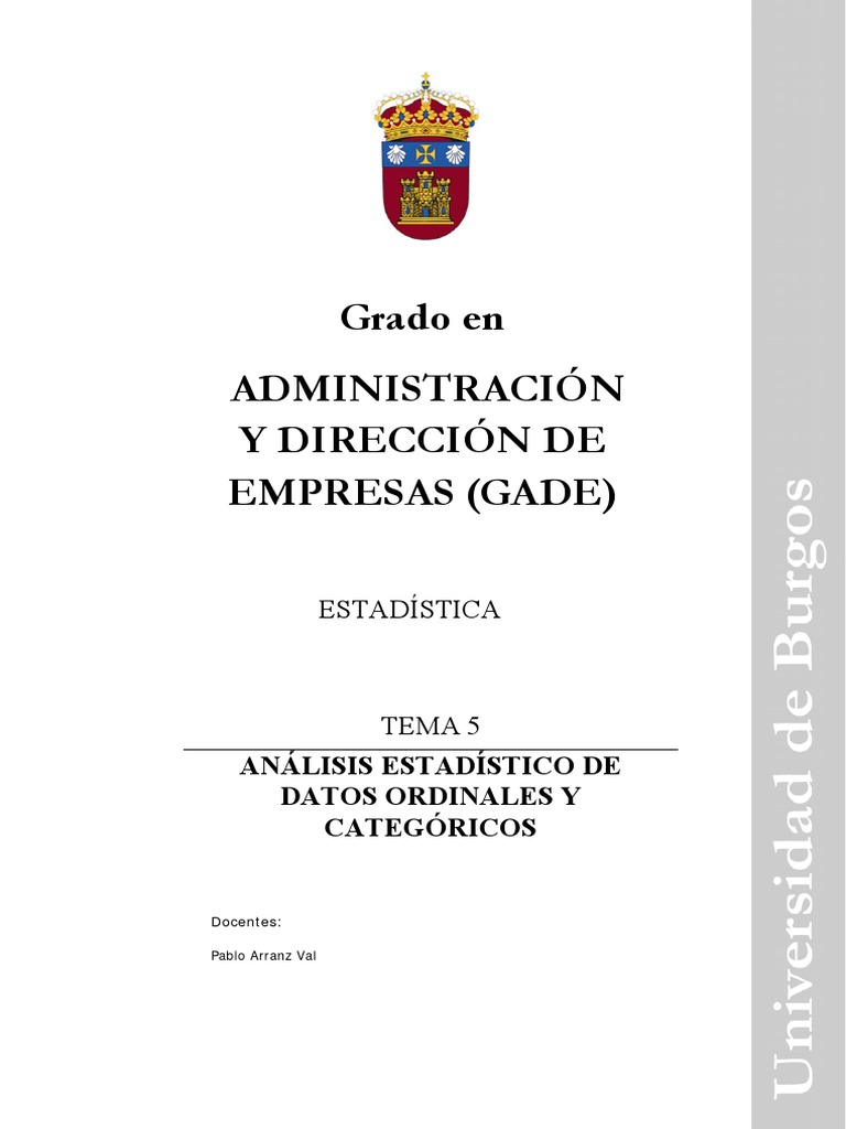 TEMA 5 Análisis Estadístico de Datos Ordinales y Categóricos PDF | PDF ...