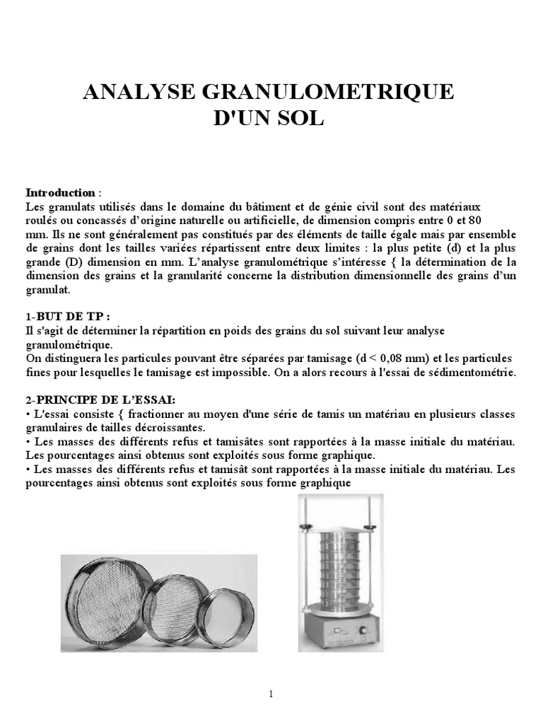 TP Analyse Granulometrique | Download Free PDF | Sciences physiques | Matériaux