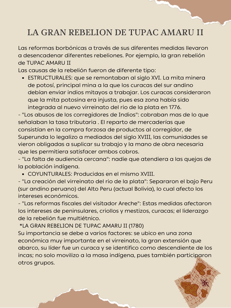 Rebelión de Túpac Amaru II: Causas y Fases | PDF | Perú | Colonización española de las Américas