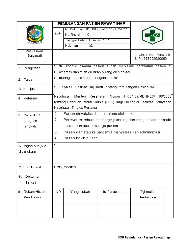 Pemulangan Pasien Rawat Inap | PDF