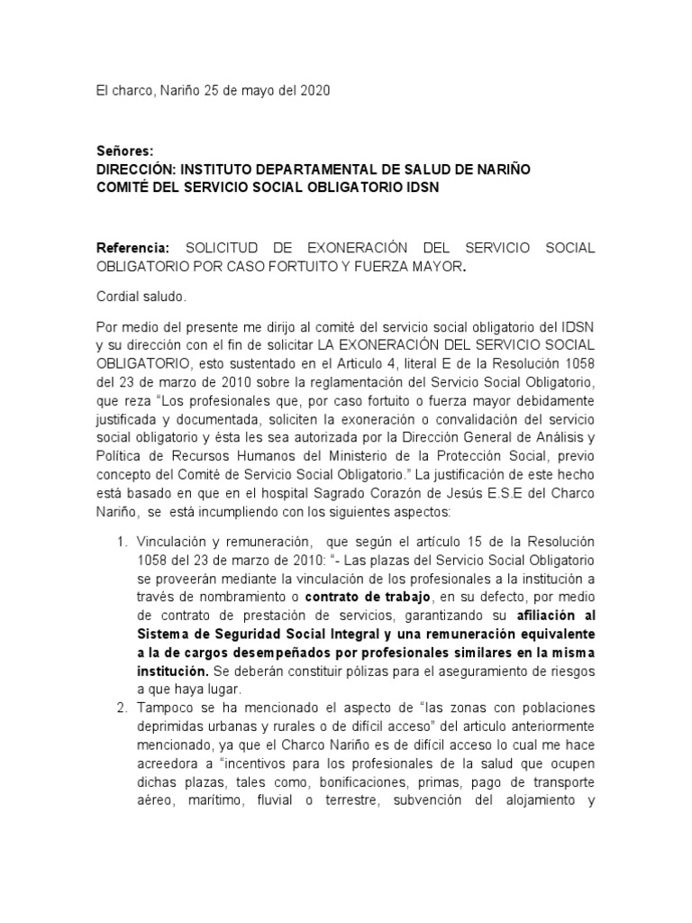 Modelo Exoneración en Salud | PDF | Hospital | Tiempo de trabajo
