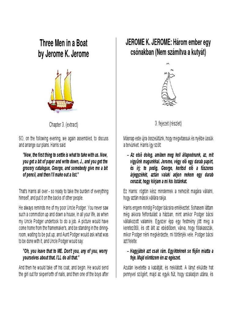 Three Men in A Boat by Jerome K. Jerome | PDF