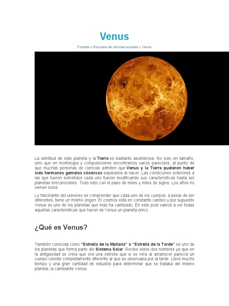 Venus | PDF | Planeta mercurio) | Venus