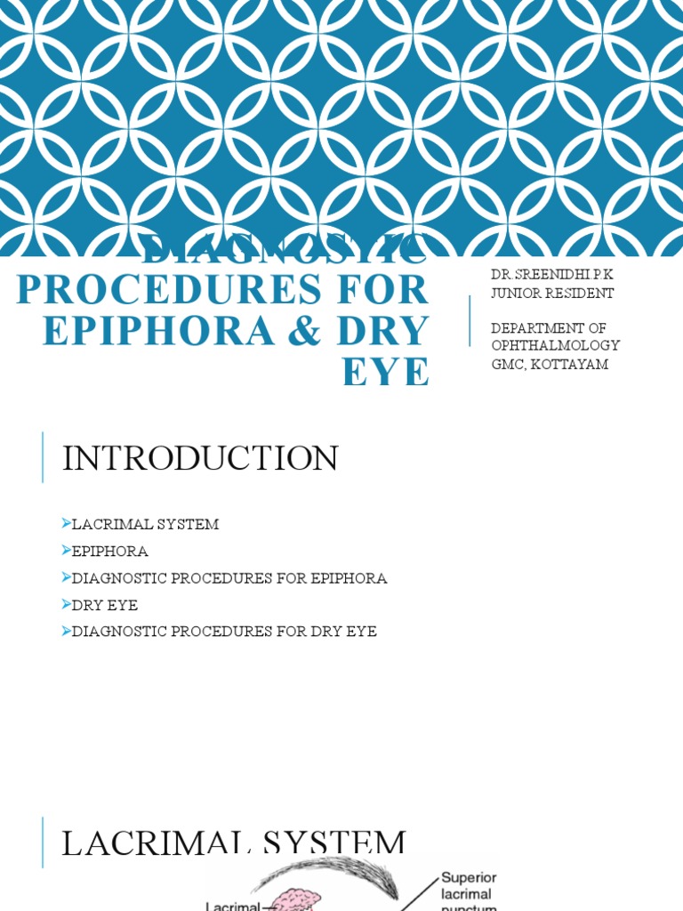 Diagnosticprocedures For Epiphora & Dry Eye | PDF | Human Eye | Ophthalmology