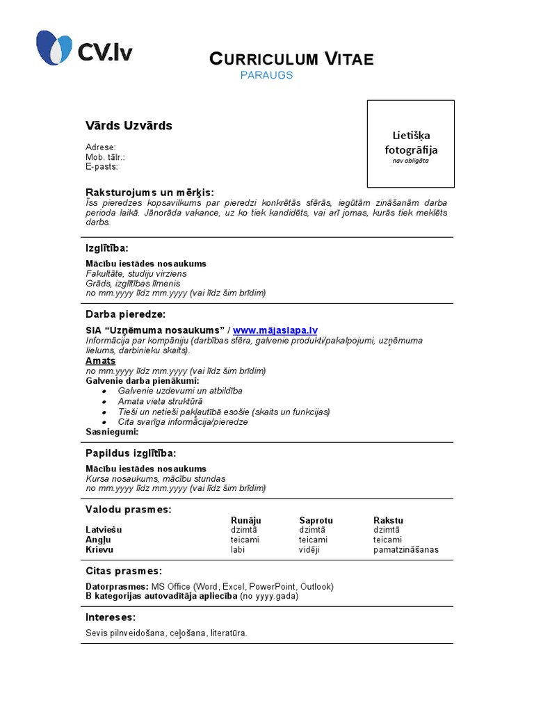 CV Paraugs LAT New-1 | PDF