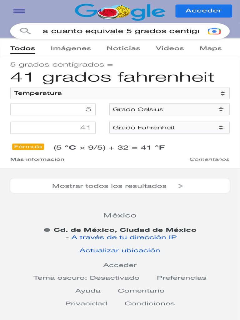 A Cuanto Equivale 5 Grados Centigrados A Farenheit - Buscar Con Google ...
