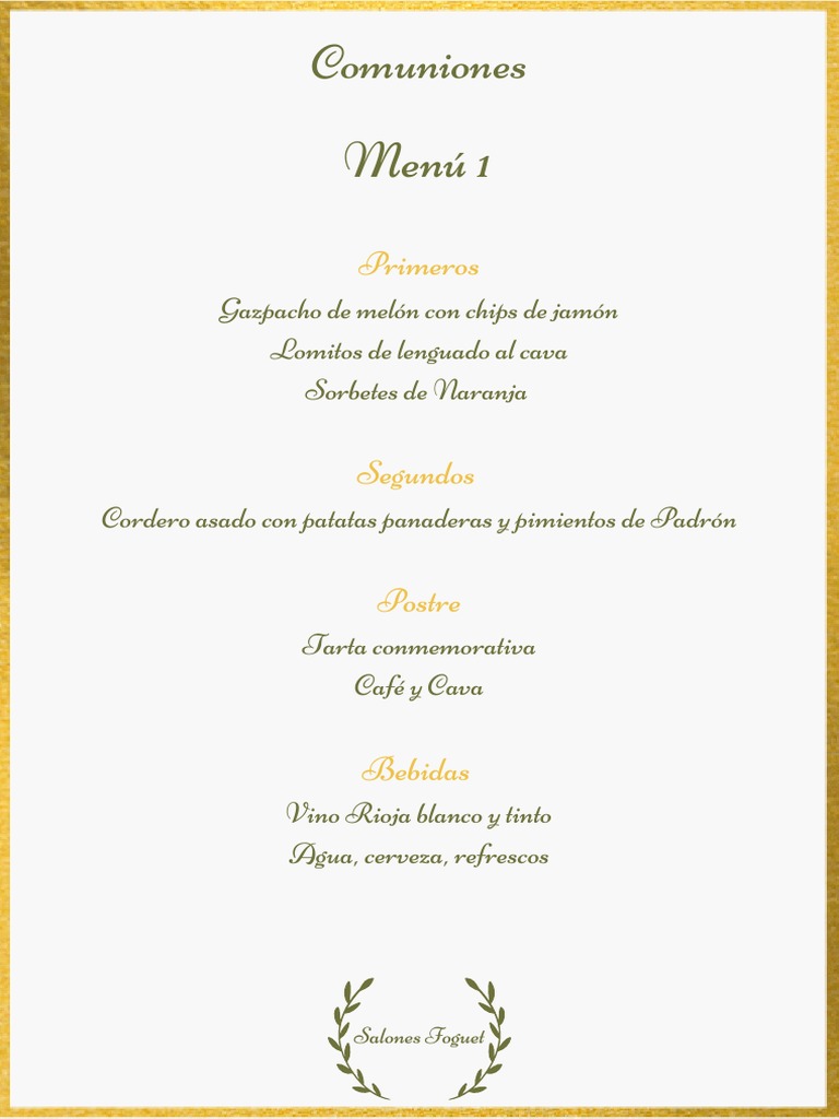 Menús Comuniones 2023 | PDF | Postres | Cocina europea