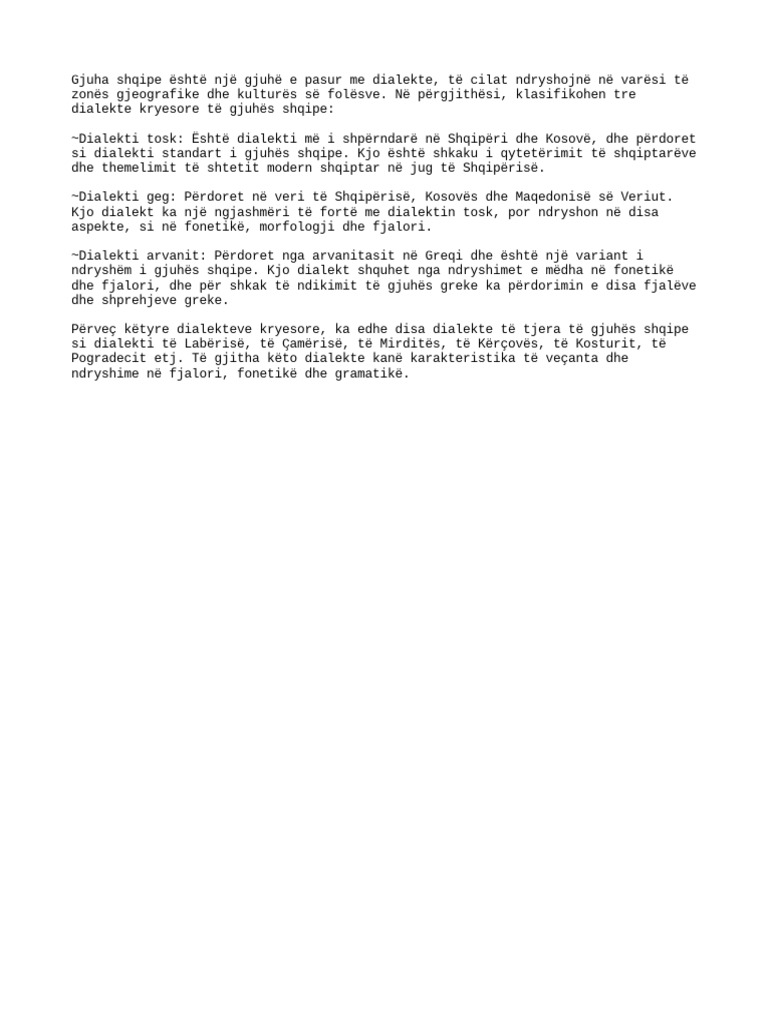 Dialektet e Gjuhes Shqipe | PDF