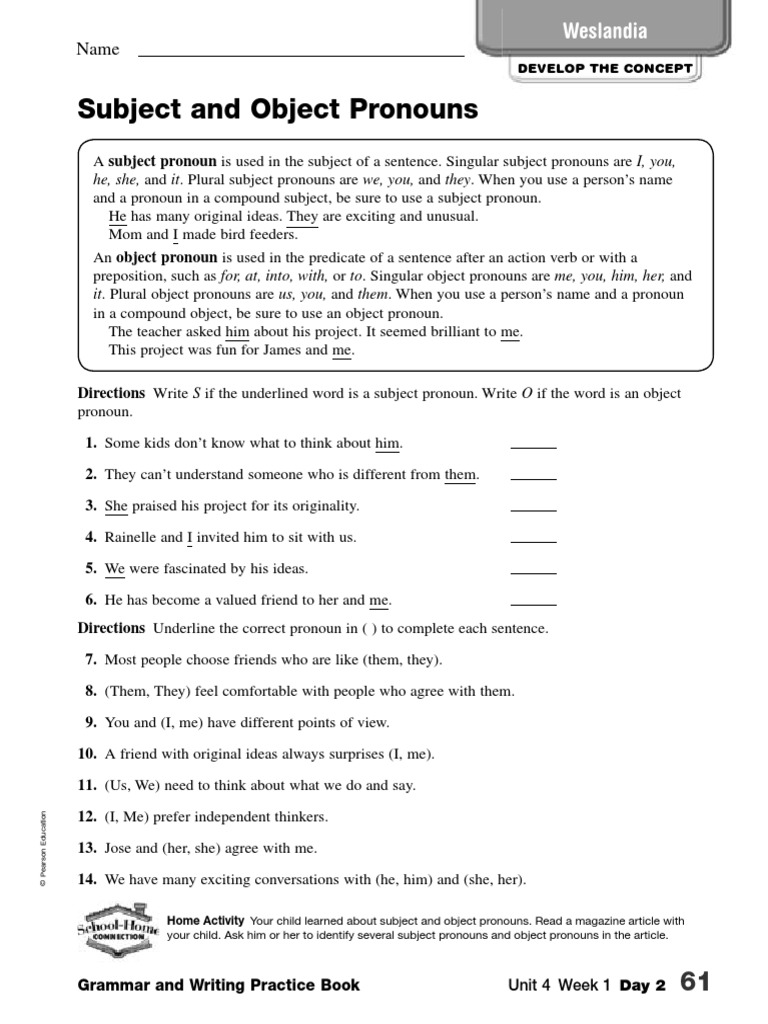 061-064 Grammar Subject and Object Pronouns (2).pdf | PDF | Subject ...