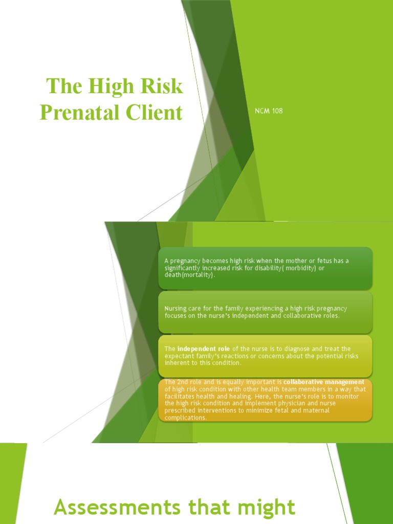 The High Risk Prenatal Client | PDF | Pregnancy | Maternal Health