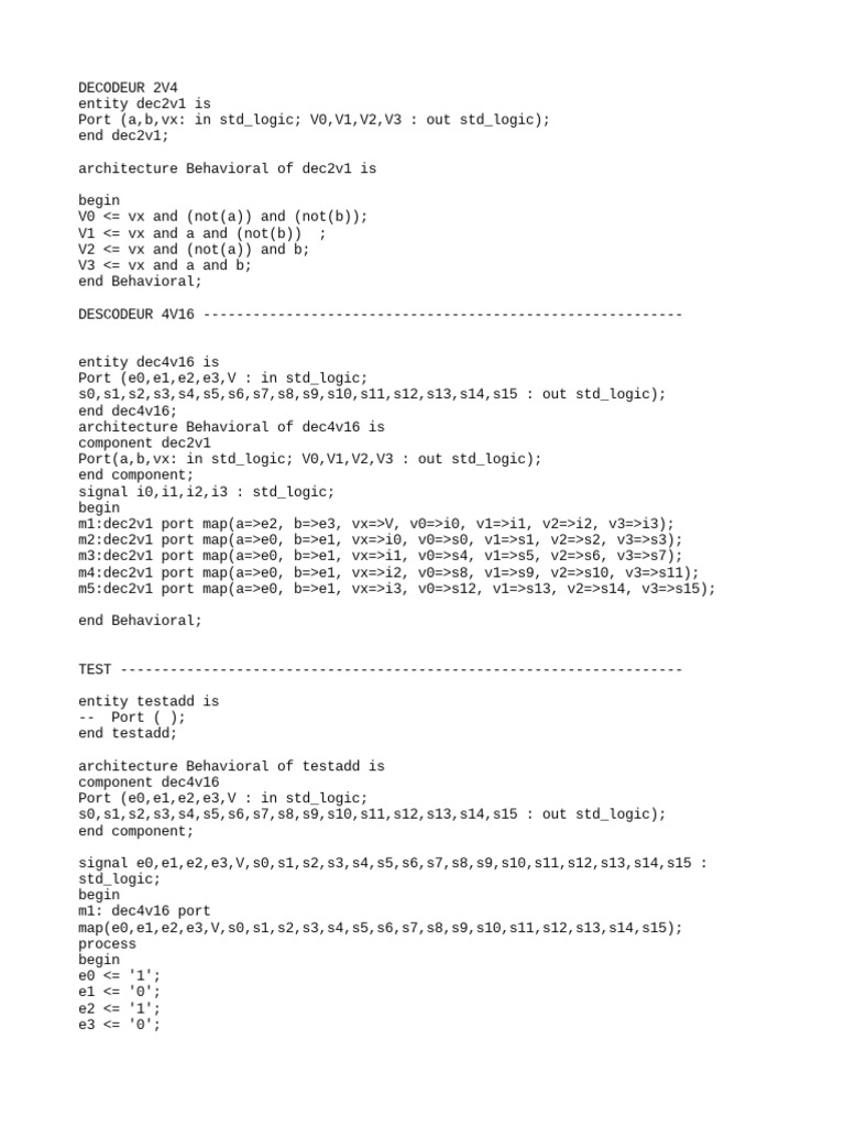 4-to-16 Decoder VHDL Code | PDF 4-to-16 Decoder VHDL Code | PDF