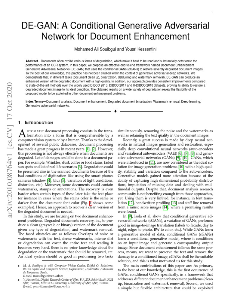 DE-GAN A Conditional Generative Adversarial PDF | PDF | Deep Learning | Image Segmentation