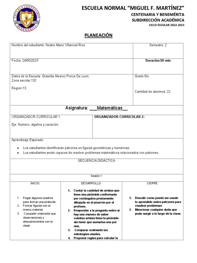 Formato Planeacion SAC - ENMFM - 2021 | PDF | Evaluación | Ciencia ...