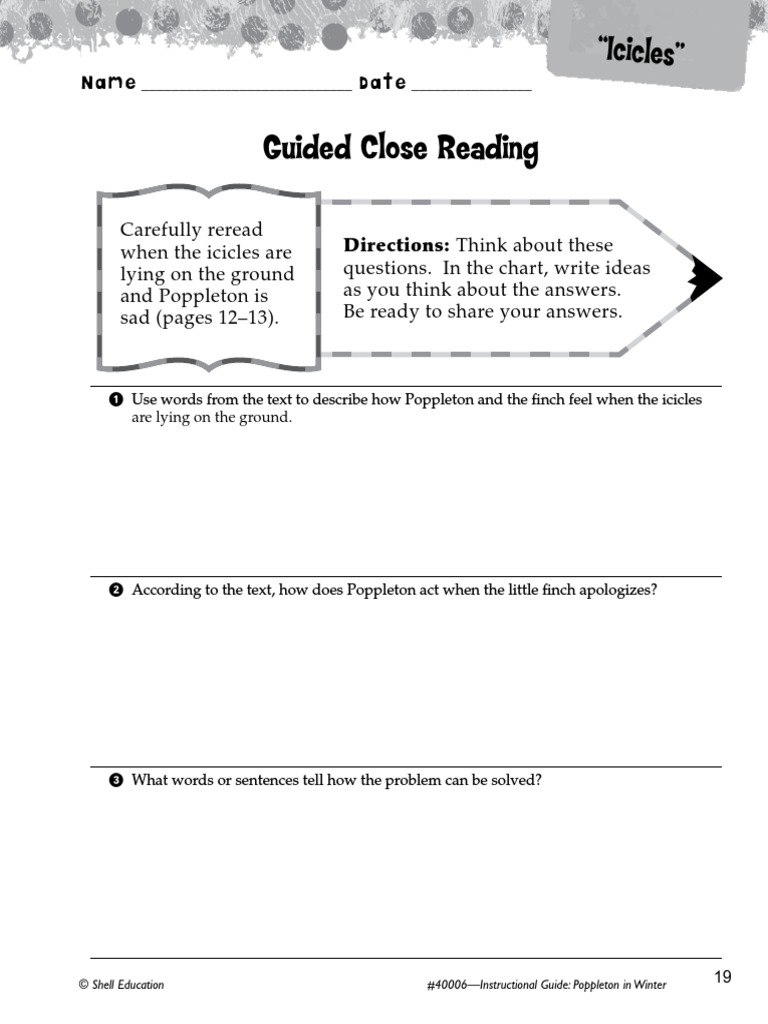 Guided Close Reading: "Icicles" | PDF