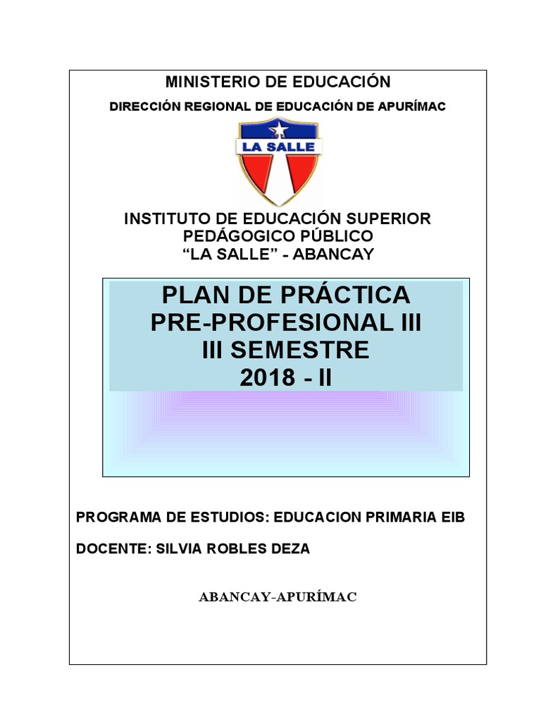 Ejemplo PLAN DE PRACTICA III 2018-II | PDF | Evaluación | Maestros