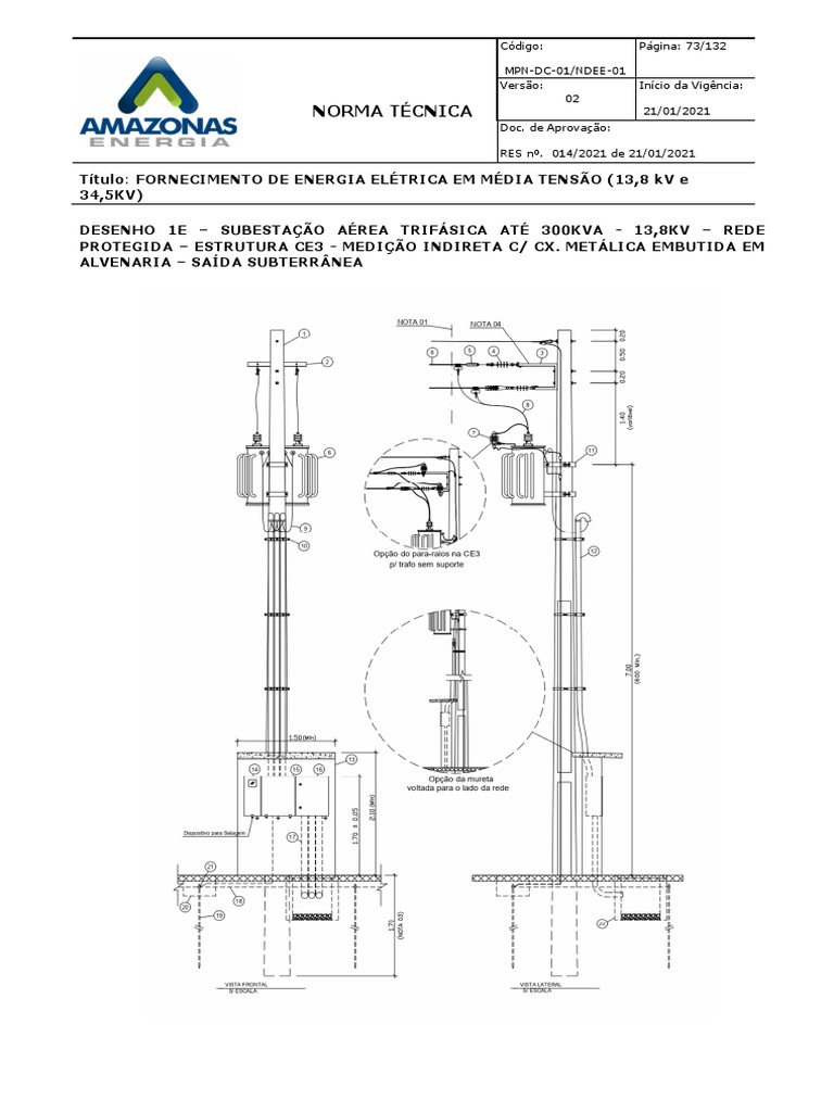 Norma Forn de Energia Elétrica em MT (13,8KV e 34,5KV) - NDEE-01-02 | PDF
