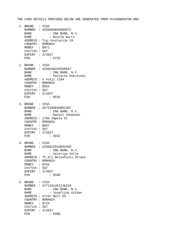 Credit Card Details | PDF | Credit Card | Visa Inc.