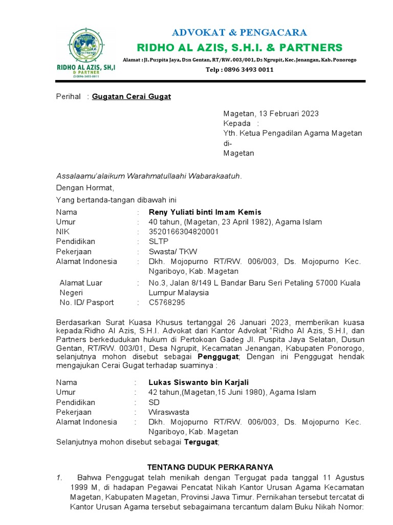 Gugatan Reny Yuliati | PDF