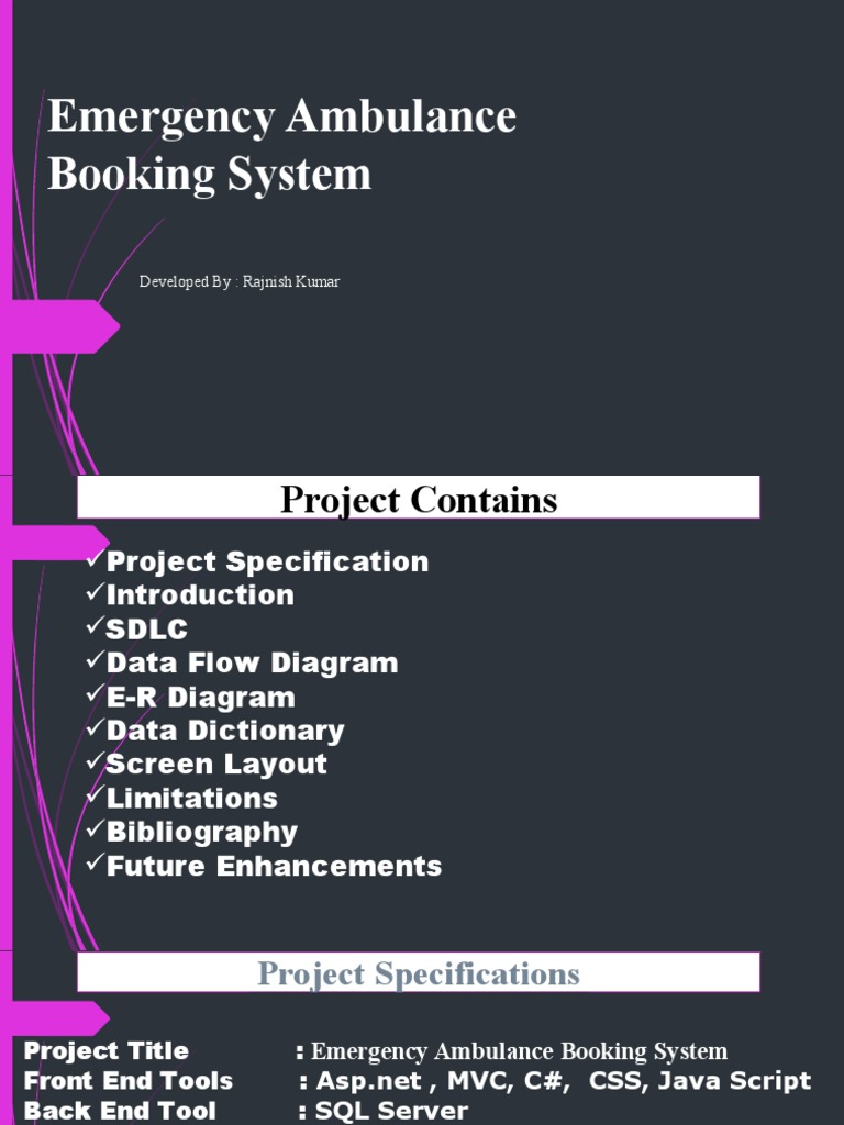 A Comprehensive Project Documentation for the Development of an Emergency Ambulance Booking ...