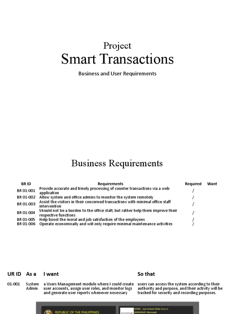 Project Smart Transactions Business and User Requirements | PDF | Information Science ...