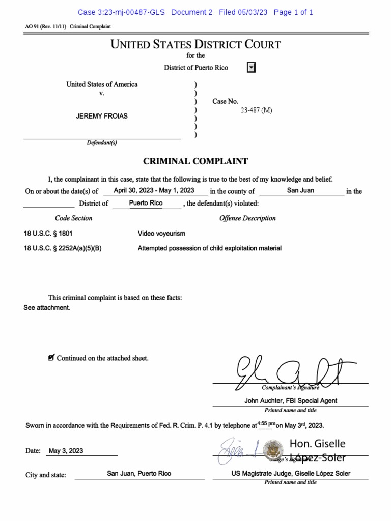 Jeremy Froias Complaint | PDF