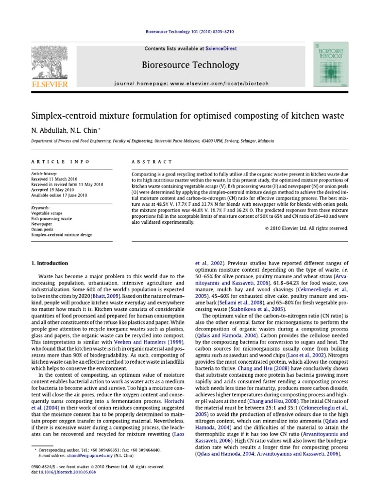 Simplex-Centroid Mixture Formulation For Optimised Composting of ...