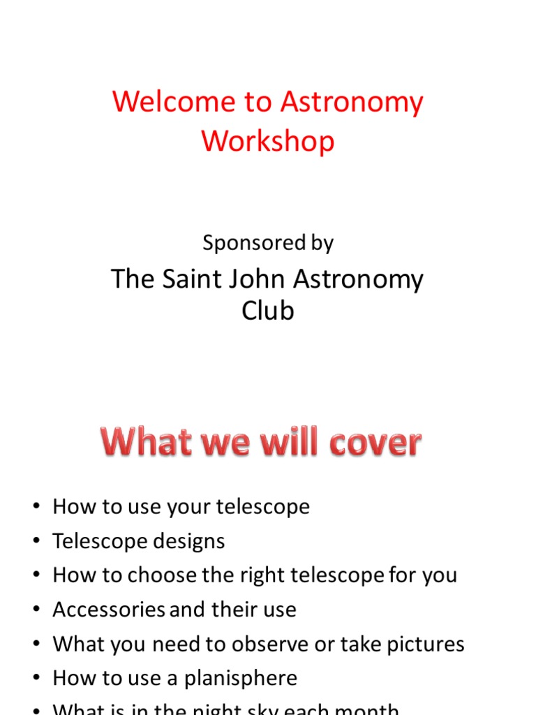 Free Astronomy Workshops-Telescope Basics | PDF | Optics ...