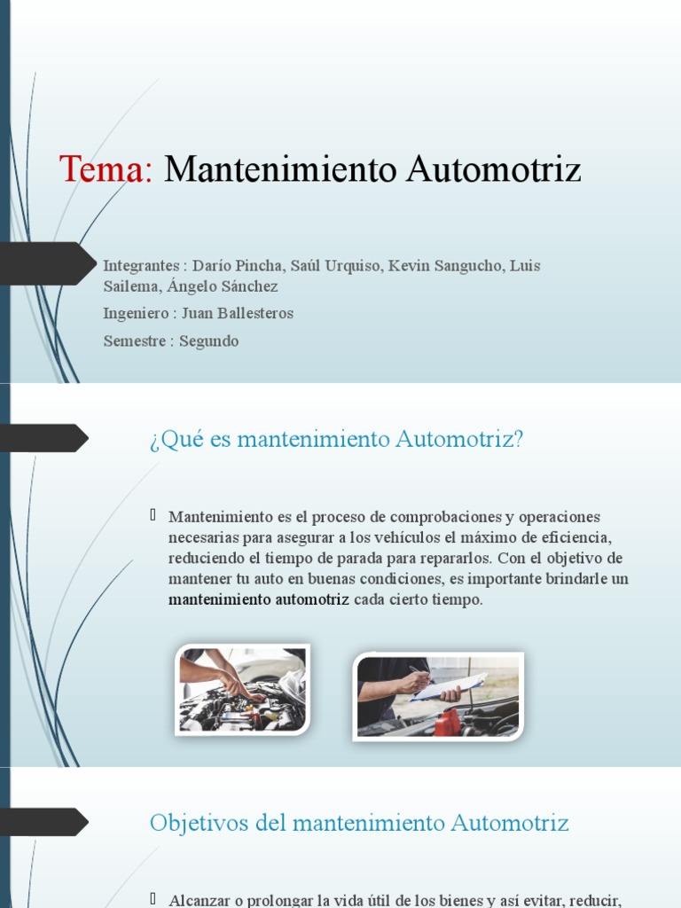 Mantenimiento Automotriz | PDF | Ingeniería de confiabilidad
