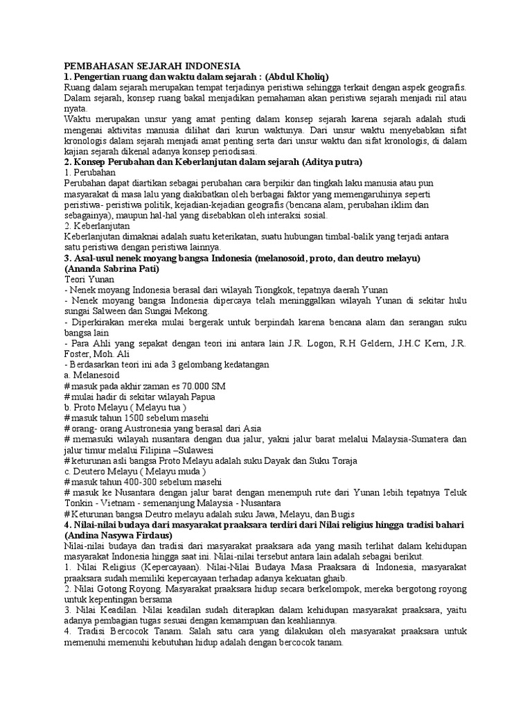 Pembahasan Kisi-Kisi Uas Sejarah Indonesia | PDF