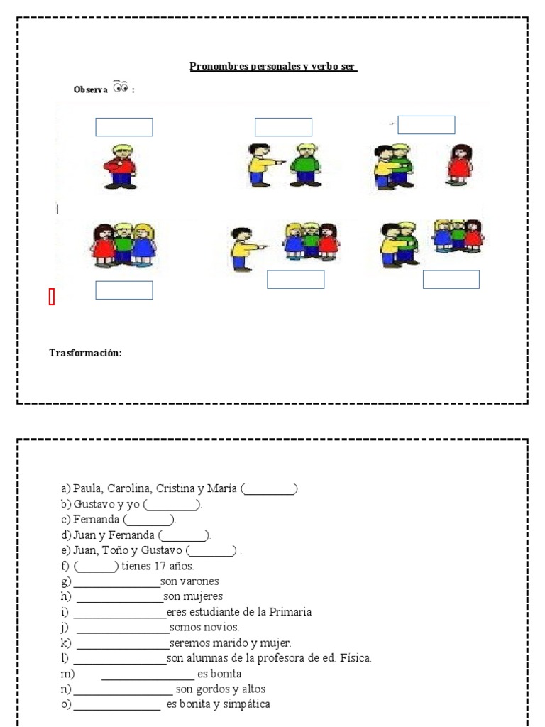 Pronombres Personales y Verbo Ser | PDF | Artes del Lenguaje y Comunicación