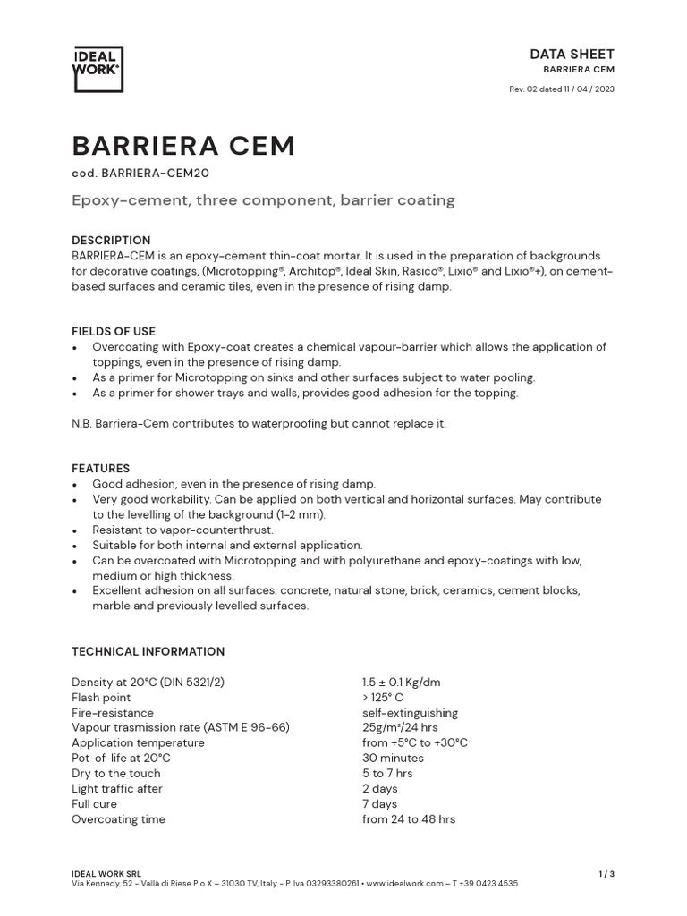 Barriera Cem Tec Eng | PDF