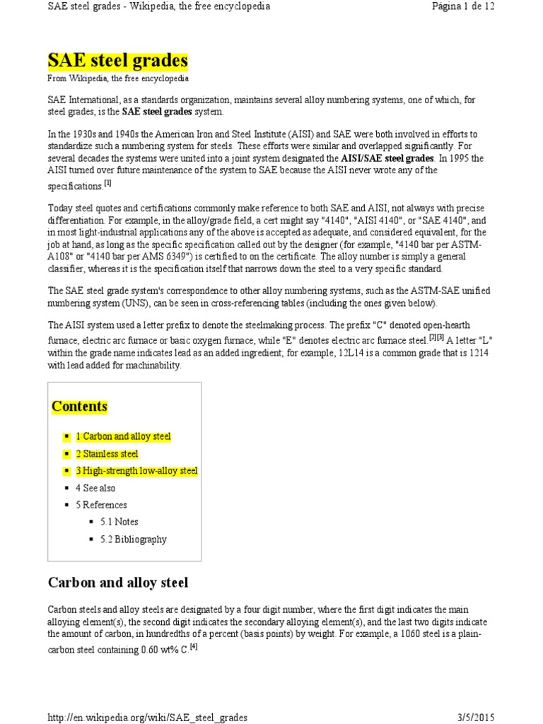 SAE Steel Grades - Reference | Download Free PDF | Stainless Steel | Steel