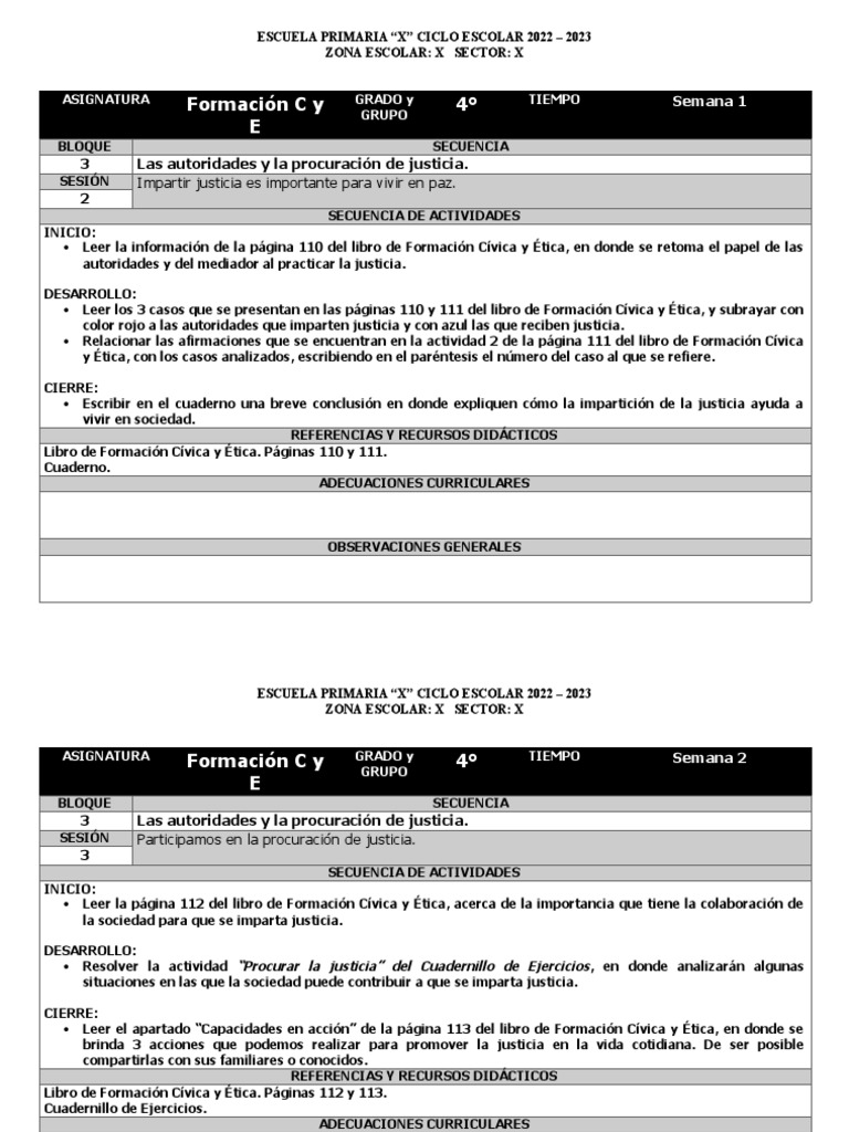 4to Grado - Formación C y E (May. 2022-2023) | PDF | Ciencia y matemáticas