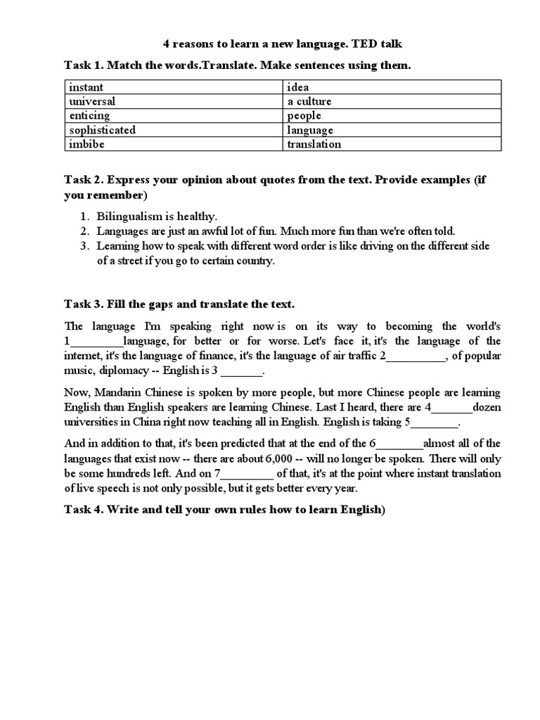 4 Reasons to Learn a New Language | PDF | Language Arts & Discipline
