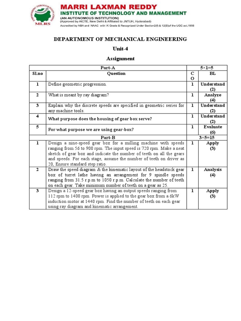 Assignment 4 | PDF | Gear | Machines