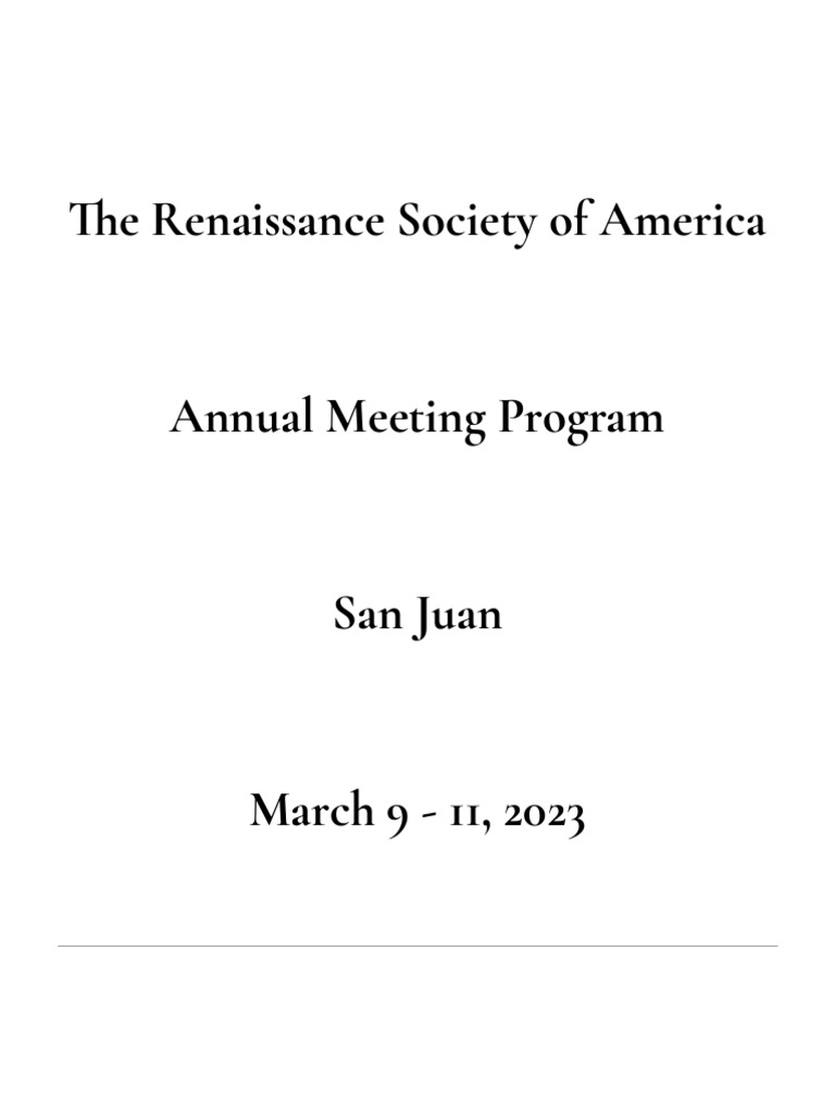 RSA 2023 ProgramBook Draft1 | PDF | Renaissance | Early Modern Period