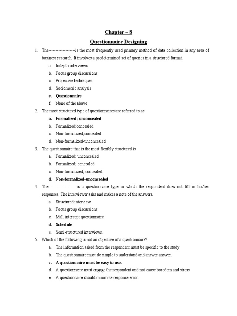 8 - Questionnaire Design | PDF