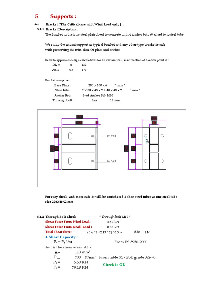 Top Bracket Design For Curtain wall-GF With HST3 Bolt | PDF | Software ...