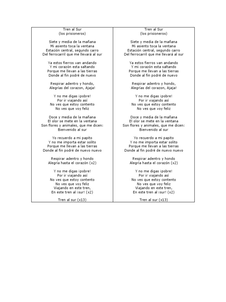 Tren Al Sur Con Partitura y Letra | PDF