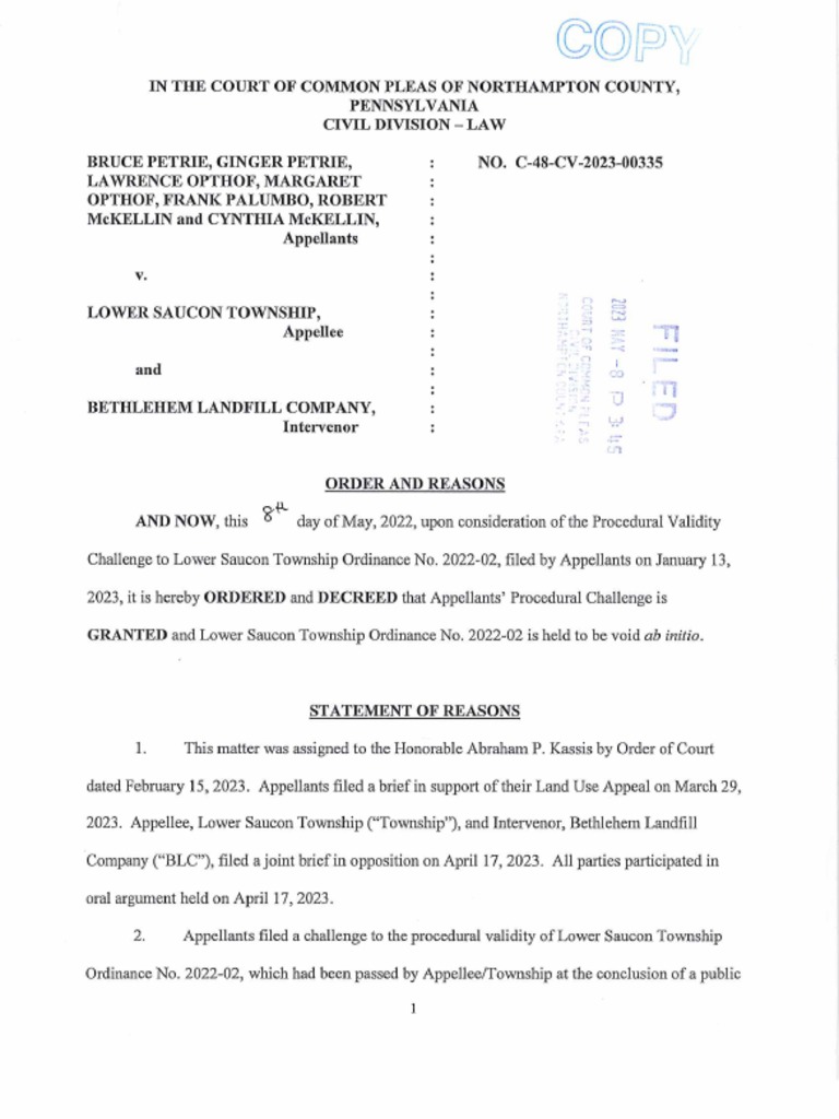 Order and Statement of Reasons - FILED 5.8.23 | PDF