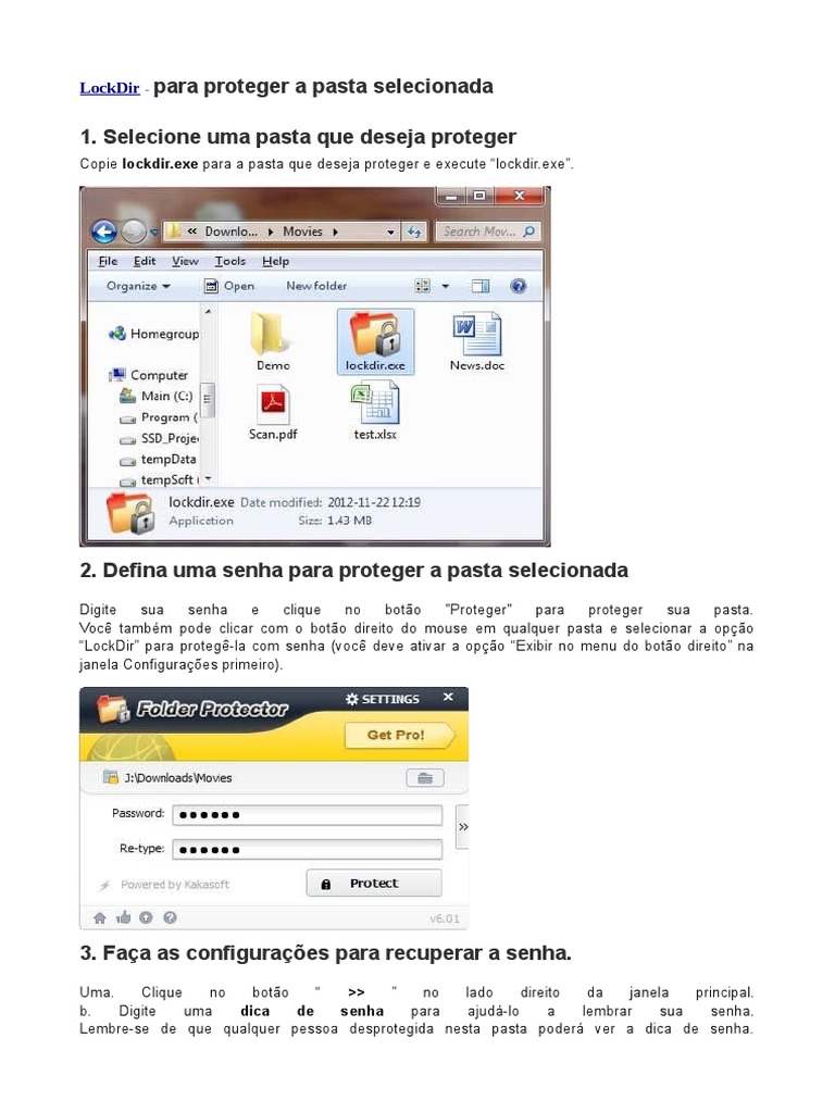 Manual - LockDir - para Proteger A Pasta Selecionada | Download grátis ...
