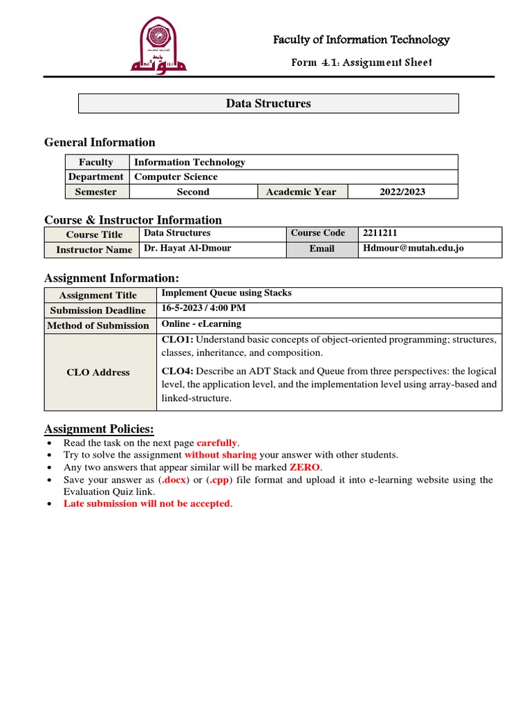 Form 4.1. Assignment Sheet PDF | PDF