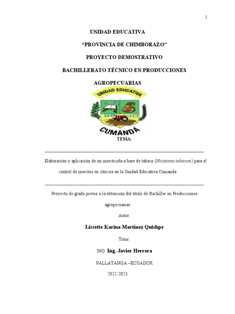 Proyecto Martinez Cumanda 1 | PDF | Insecticida | Agricultura