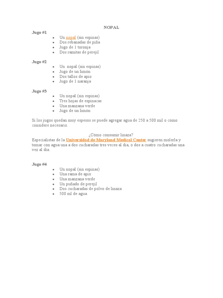 Jugos de Nopal | PDF