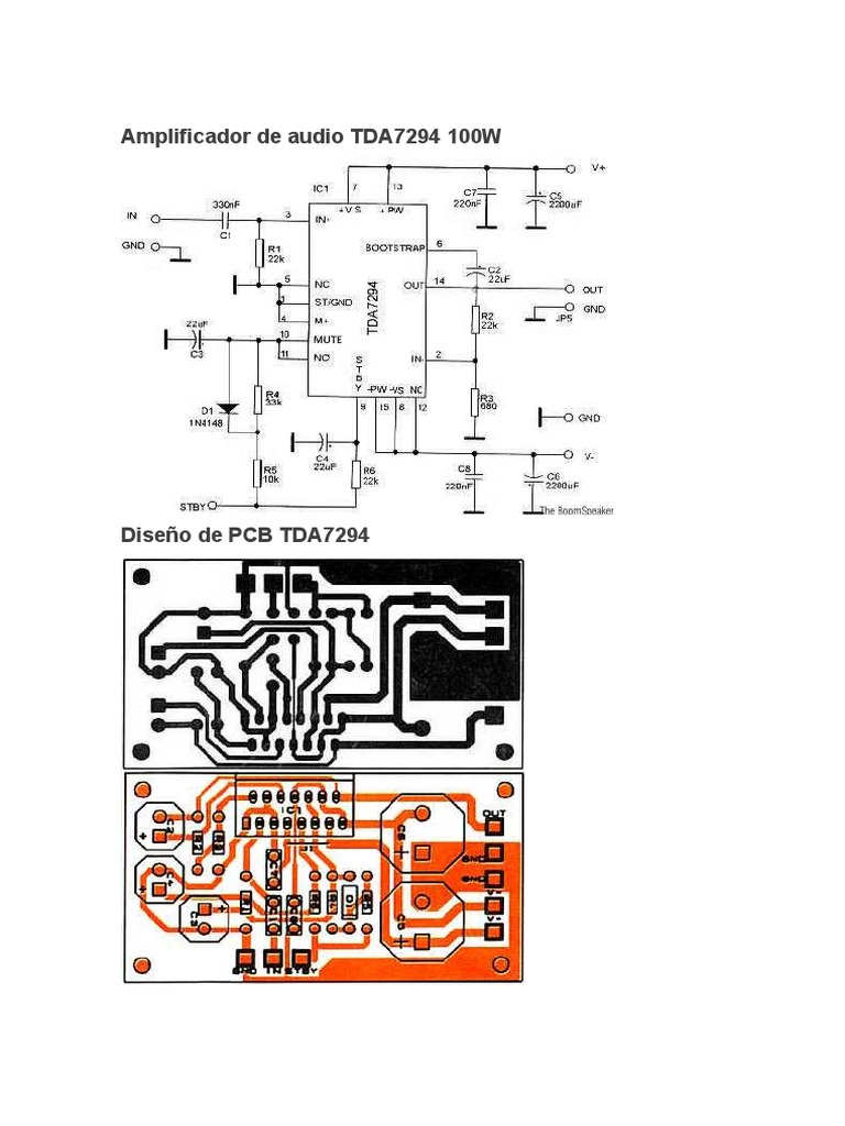 Amplificador de audio TDA7294 100W | PDF