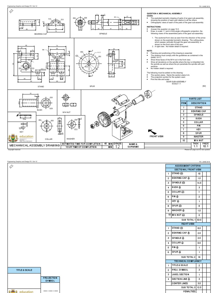 CD 1.1 - P10.1 - Grade 12 - Mech Assembly Question - June 2019 | PDF | Artistic Techniques ...