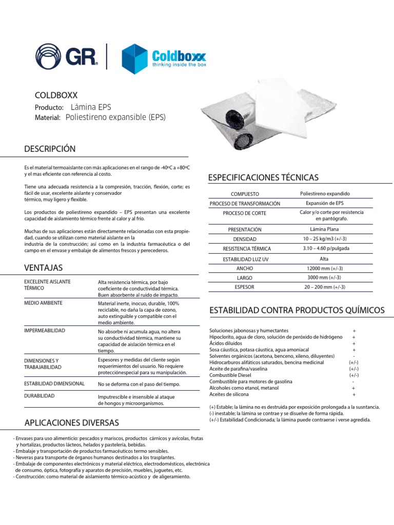 2.1. EPS, Ficha Técnica | PDF | Aislamiento térmico | Poliestireno